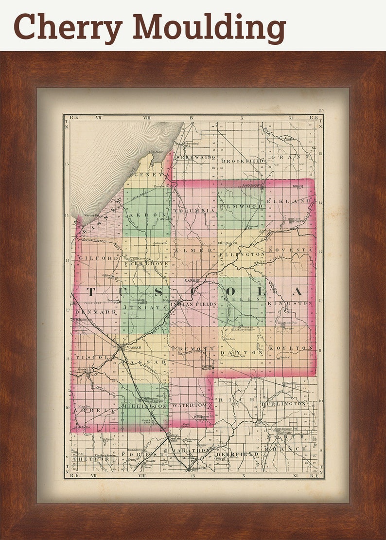 TUSCOLA COUNTY Michigan 1873 Map Replica or Genuine - Etsy