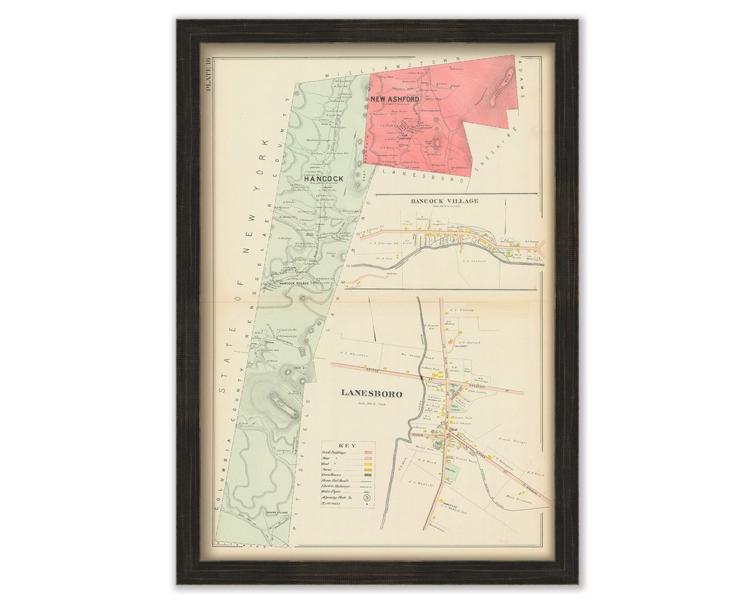 HANCOCK and NEW ASHFORD, Massachusetts 1904 Map - Replica or Genuine ...