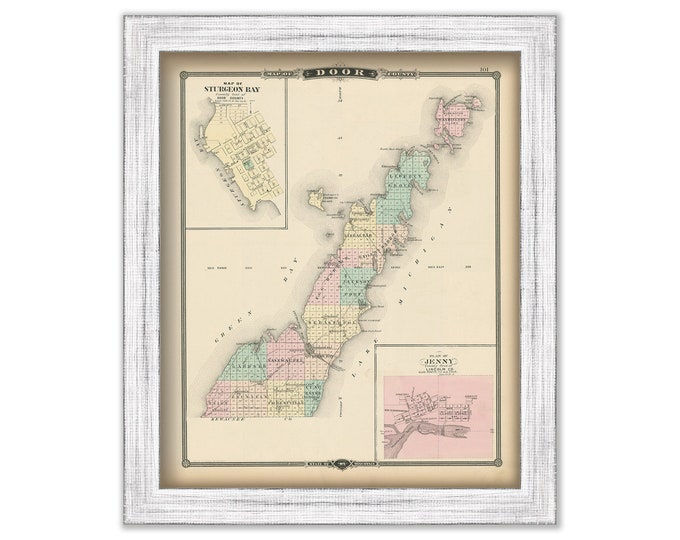 DOOR COUNTY, Wisconsin 1878 Map, Replica or Genuine Original - Etsy