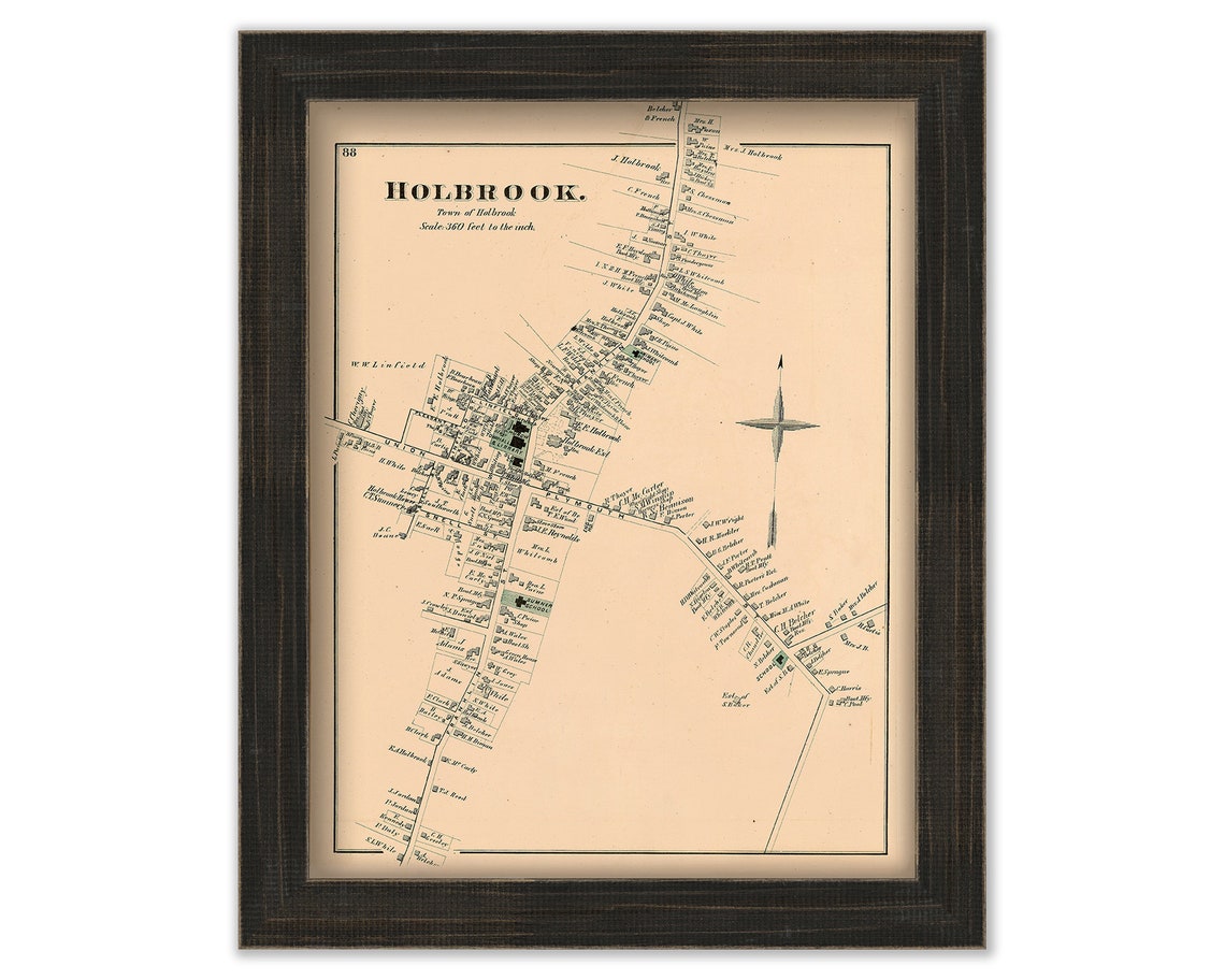 Village of HOLBROOK, Massachusetts 1876 Map - Replica or GENUINE ...