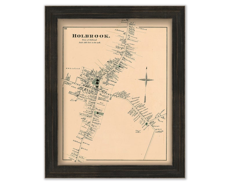 Village of HOLBROOK Massachusetts 1876 Map Replica or - Etsy