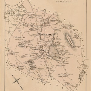 Town of SHARON, Massachusetts 1876 Map - Replica or GENUINE ORIGINAL - Etsy