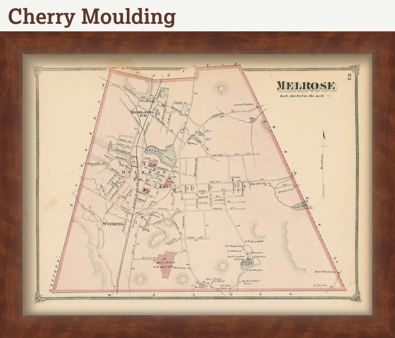 MELROSE, Massachusetts 1875 Map - Replica or Genuine ORIGINAL - Etsy