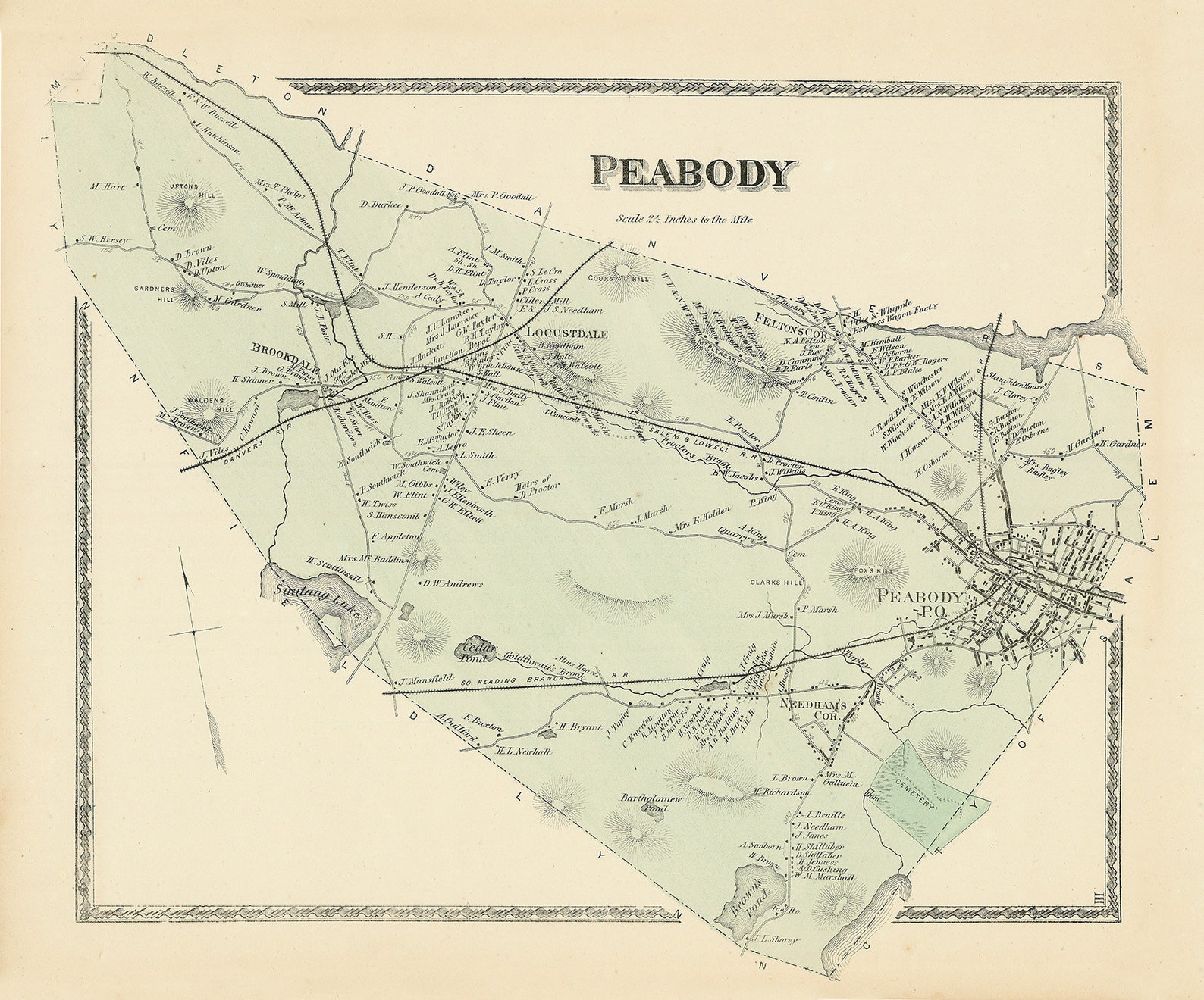 PEABODY Massachusetts 1872 Map Replica or Genuine ORIGINAL | Etsy