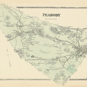 PEABODY, Massachusetts 1872 Map - Replica or Genuine ORIGINAL - Etsy