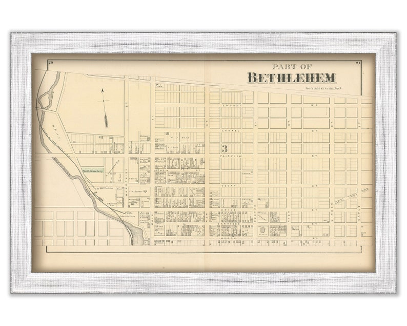BETHLEHEM Pennsylvania 1872 Map Replica or Genuine Original - Etsy