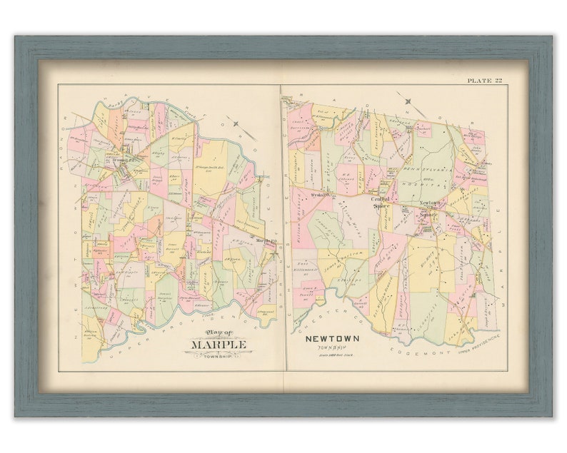 MARPLE and NEWTOWN Pennsylvania 1892 Map - Etsy