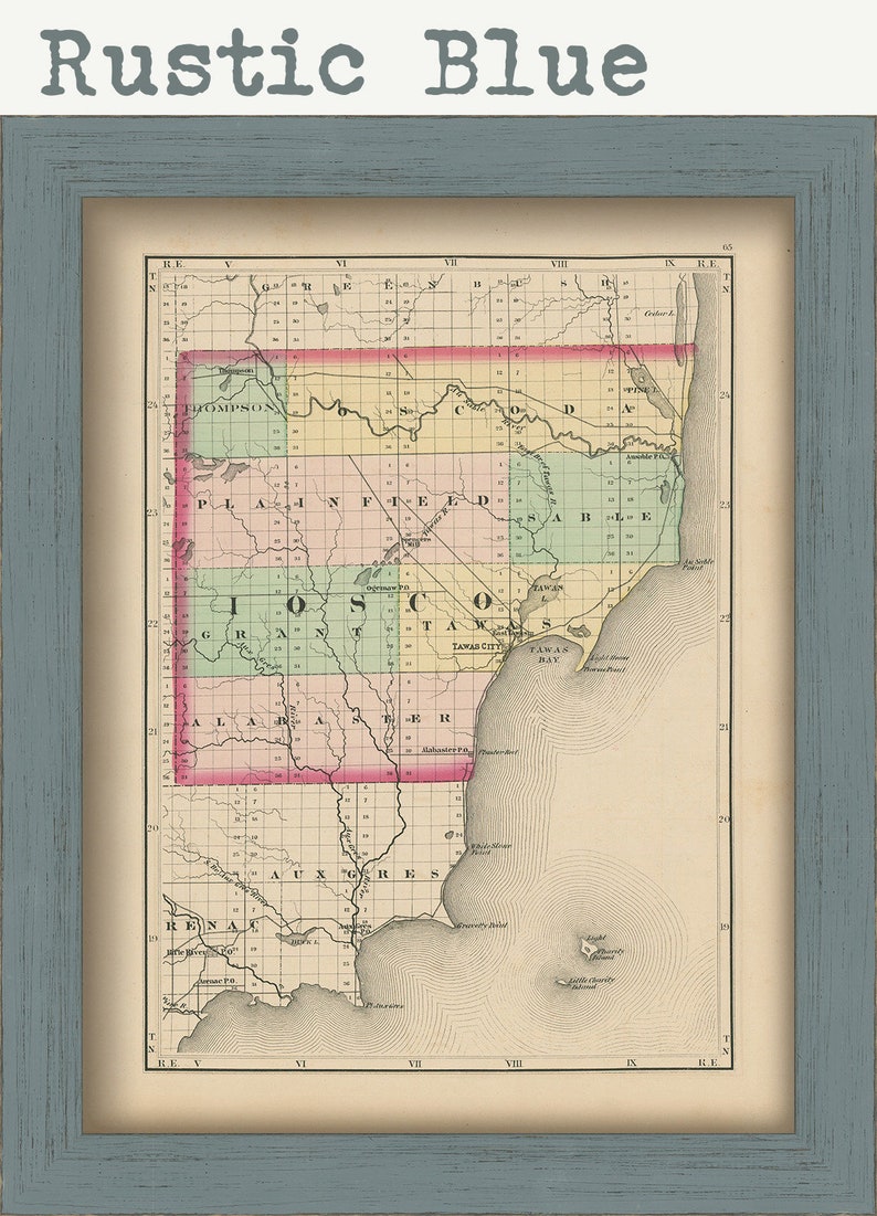 IOSCO COUNTY, Michigan 1873 Map - Replica or Genuine Original - Etsy