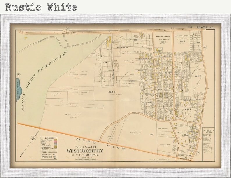 WEST ROXBURY Massachusetts 1899 Map Plate 25 Replica or - Etsy
