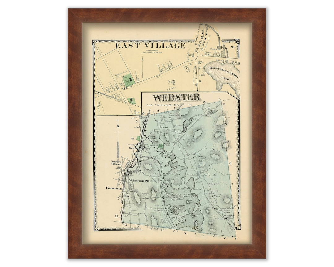 Town of WEBSTER, Massachusetts 1870 Map - Etsy