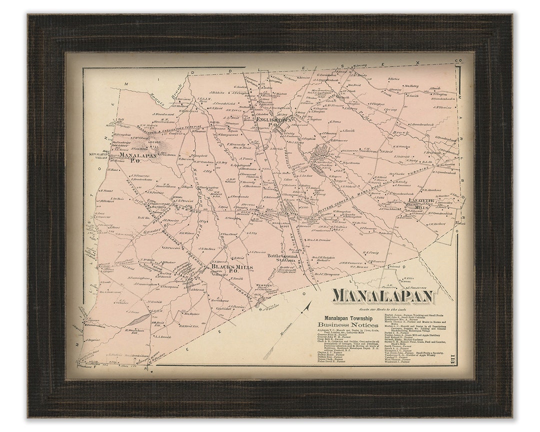 MANALAPAN, New Jersey 1873 Map - Replica or Genuine ORIGINAL - Etsy
