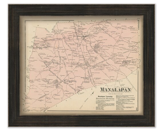 MANALAPAN New Jersey 1873 Map Replica or Genuine ORIGINAL | Etsy