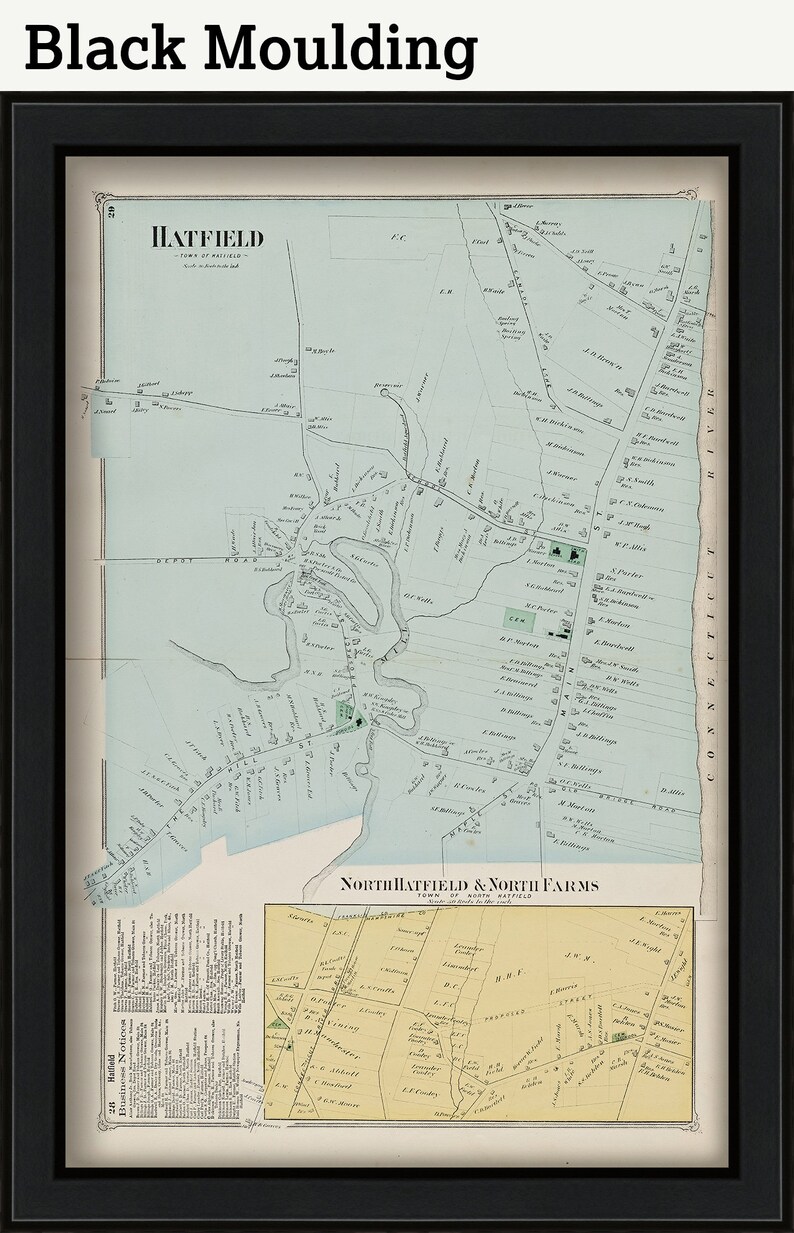 Village of HATFIELD, Massachusetts 1873 Map - Etsy