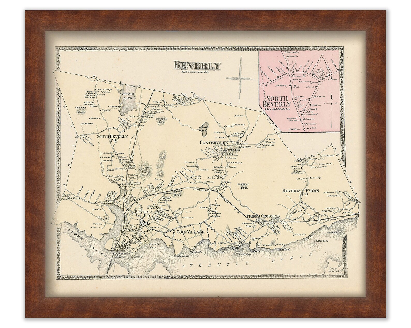 BEVERLY, Massachusetts 1872 Map Replica or Genuine ORIGINAL - Etsy