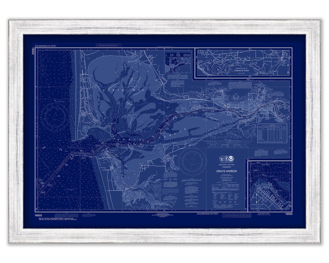 GRAYS HARBOR Washington 2017 Nautical Chart Blueprint - Etsy UK