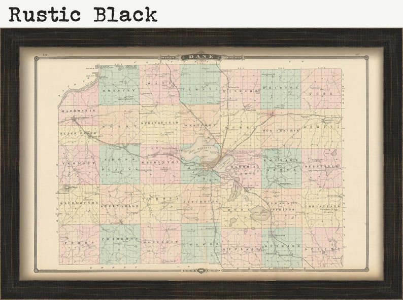 DANE COUNTY Wisconsin 1878 Map Replica or Genuine Original - Etsy
