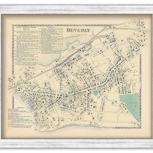 BEVERLY, Massachusetts 1872 Map - Replica or Genuine ORIGINAL - Etsy