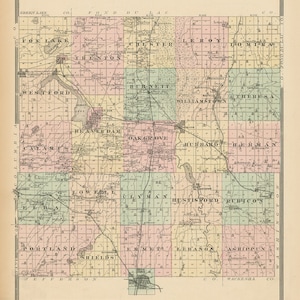 DODGE COUNTY, Wisconsin 1878 Map, Replica or Genuine Original - Etsy