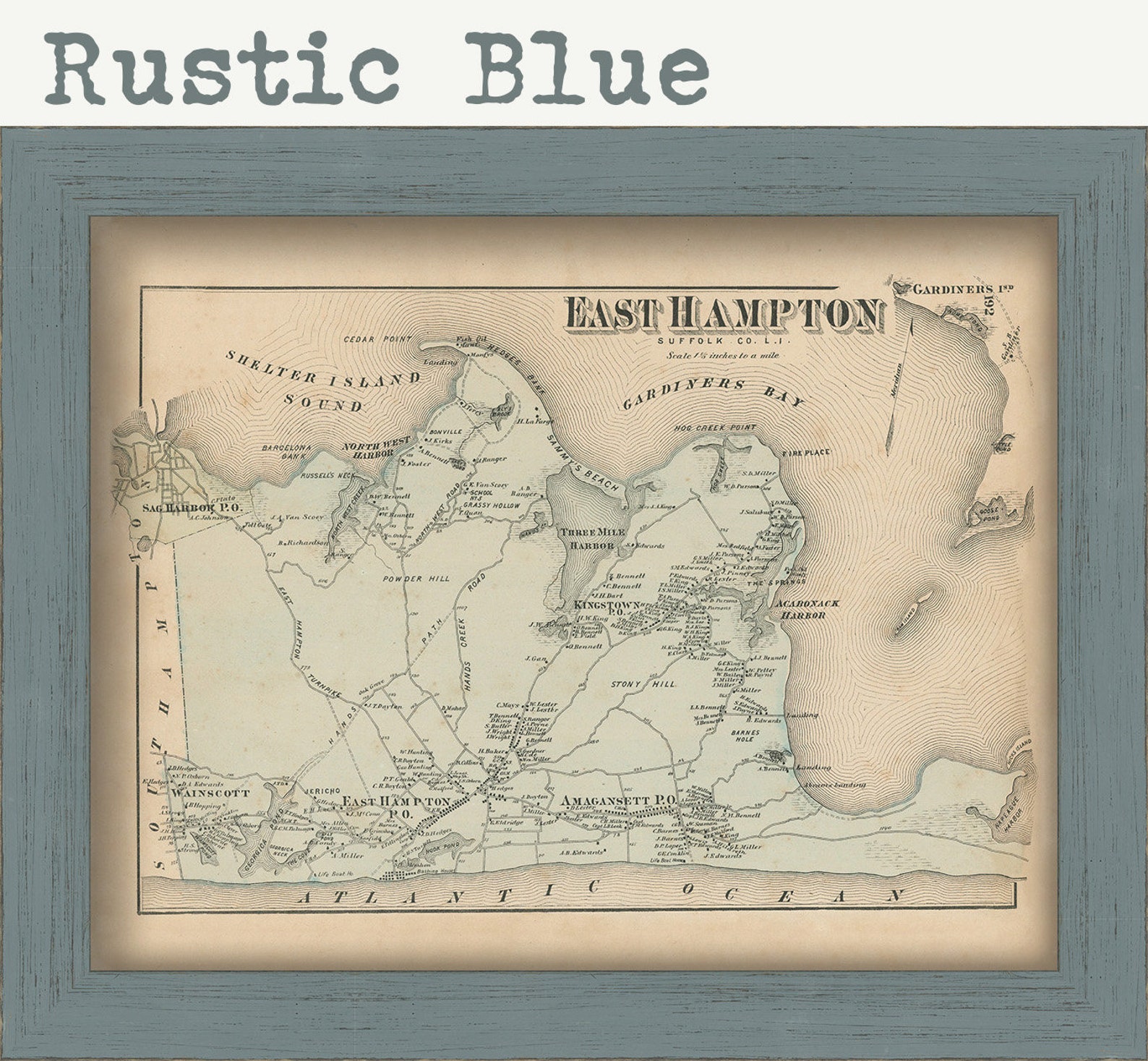 East Hampton, New York 1873 Map, Replica and GENUINE ORIGINAL - Etsy