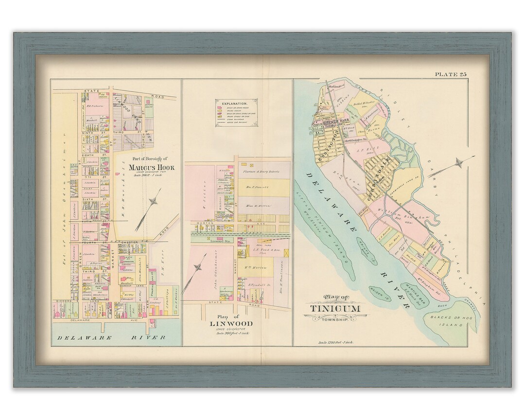 TINICUM Pennsylvania 1892 Map - Etsy UK