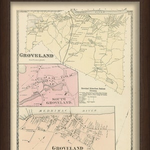 GROVELAND, Massachusetts 1872 Map - Replica or Genuine ORIGINAL - Etsy