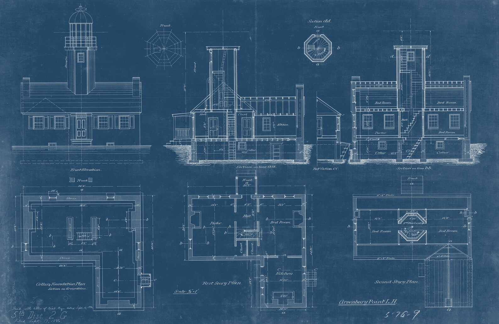 GREENBURY POINT LIGHTHOUSE, Annapolis, Maryland - Blueprint Drawing and ...