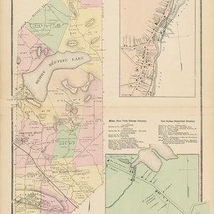 Town of New Durham, New Hampshire 1871 Map, Replica or GENUINE ORIGINAL ...