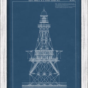 FOWEY ROCK LIGHTHOUSE, Miami, Florida - Blueprint Drawing and Plan of ...