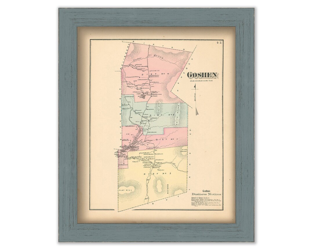 GOSHEN, Vermont 1871 Map - Etsy