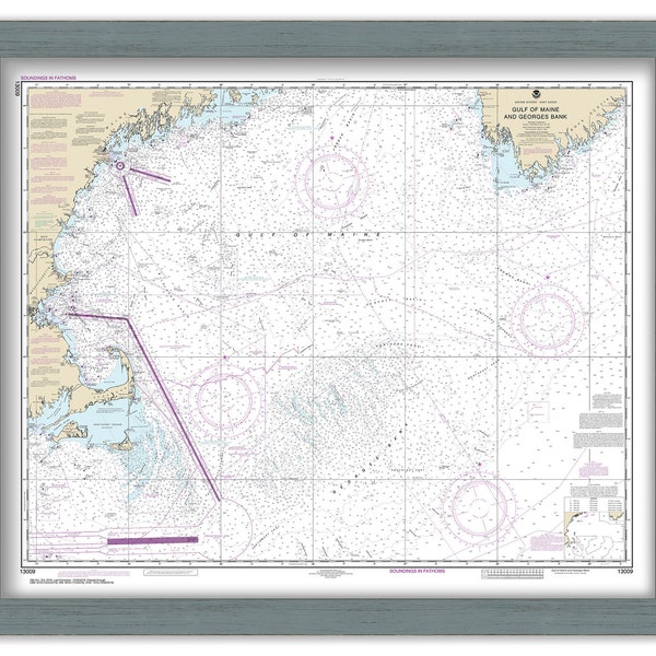 Gulf of Maine Nautical Chart - Etsy