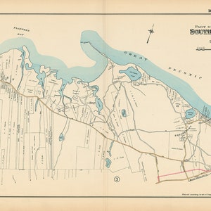South Hampton, Great Peconic Bay, Long Island, New York Map From 1916 ...