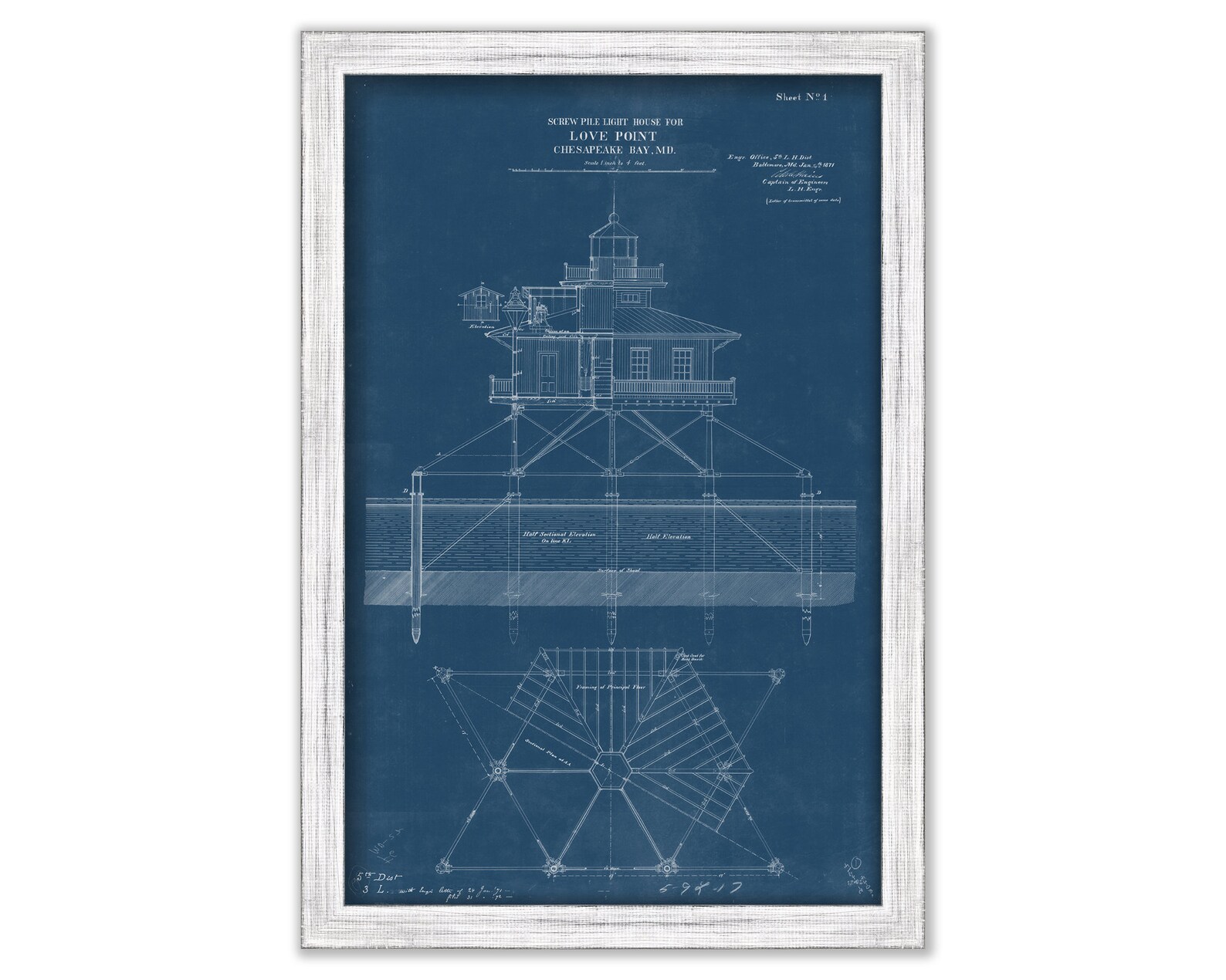 LOVE POINT LIGHTHOUSE Maryland Blueprint Drawing and Plan - Etsy
