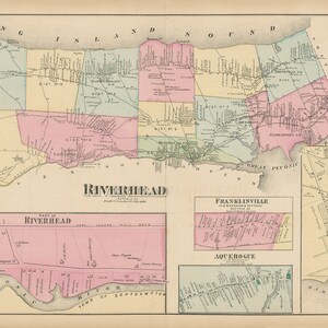 Riverhead, New York 1873 Map, Replica and GENUINE ORIGINAL - Etsy