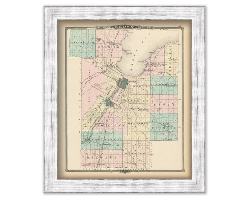 BROWN COUNTY Wisconsin 1878 Map Replica or Genuine Original - Etsy