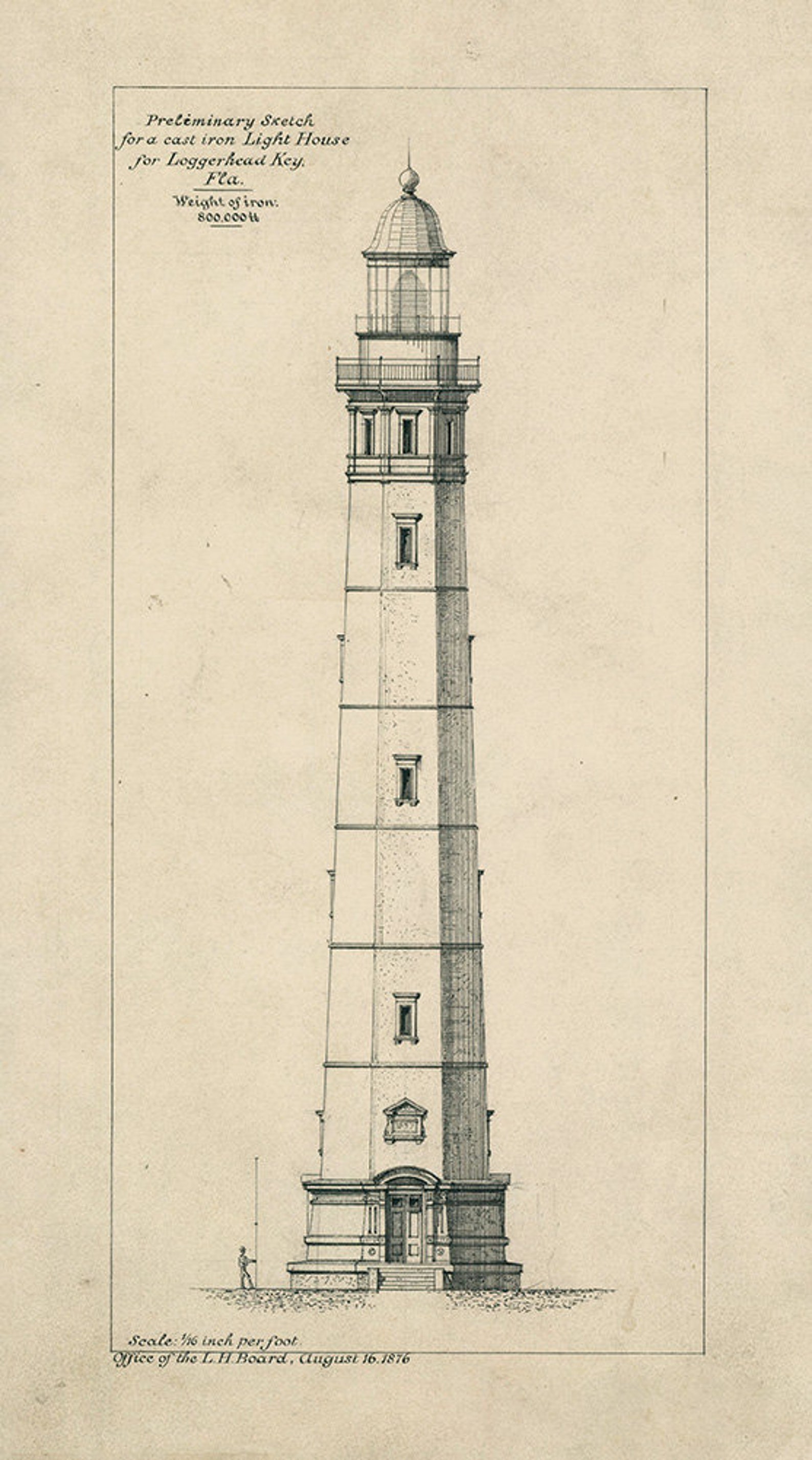 LOGGERHEAD KEY LIGHTHOUSE Florida Drawing and Plan of the | Etsy