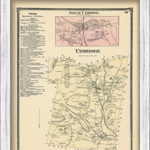 Town of UXBRIDGE, Massachusetts 1870 Map - Etsy
