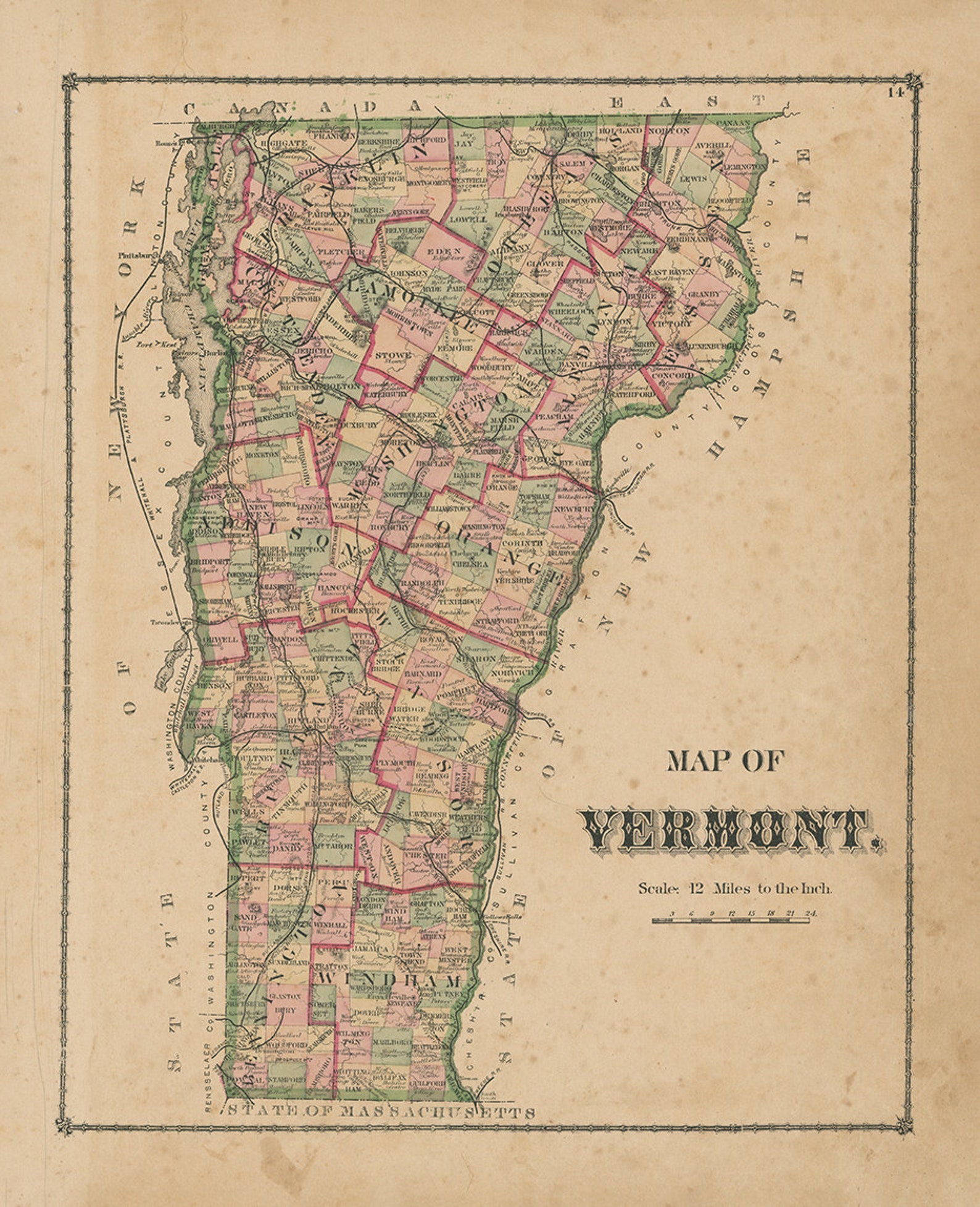ORANGE COUNTY Vermont 1877 Map Replica or Genuine ORIGINAL | Etsy
