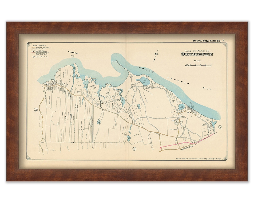 South Hampton, Great Peconic Bay, Long Island, New York Map From 1916 ...