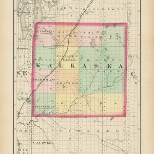 KALKASKA COUNTY, Michigan 1873 Map - Replica or Genuine Original - Etsy