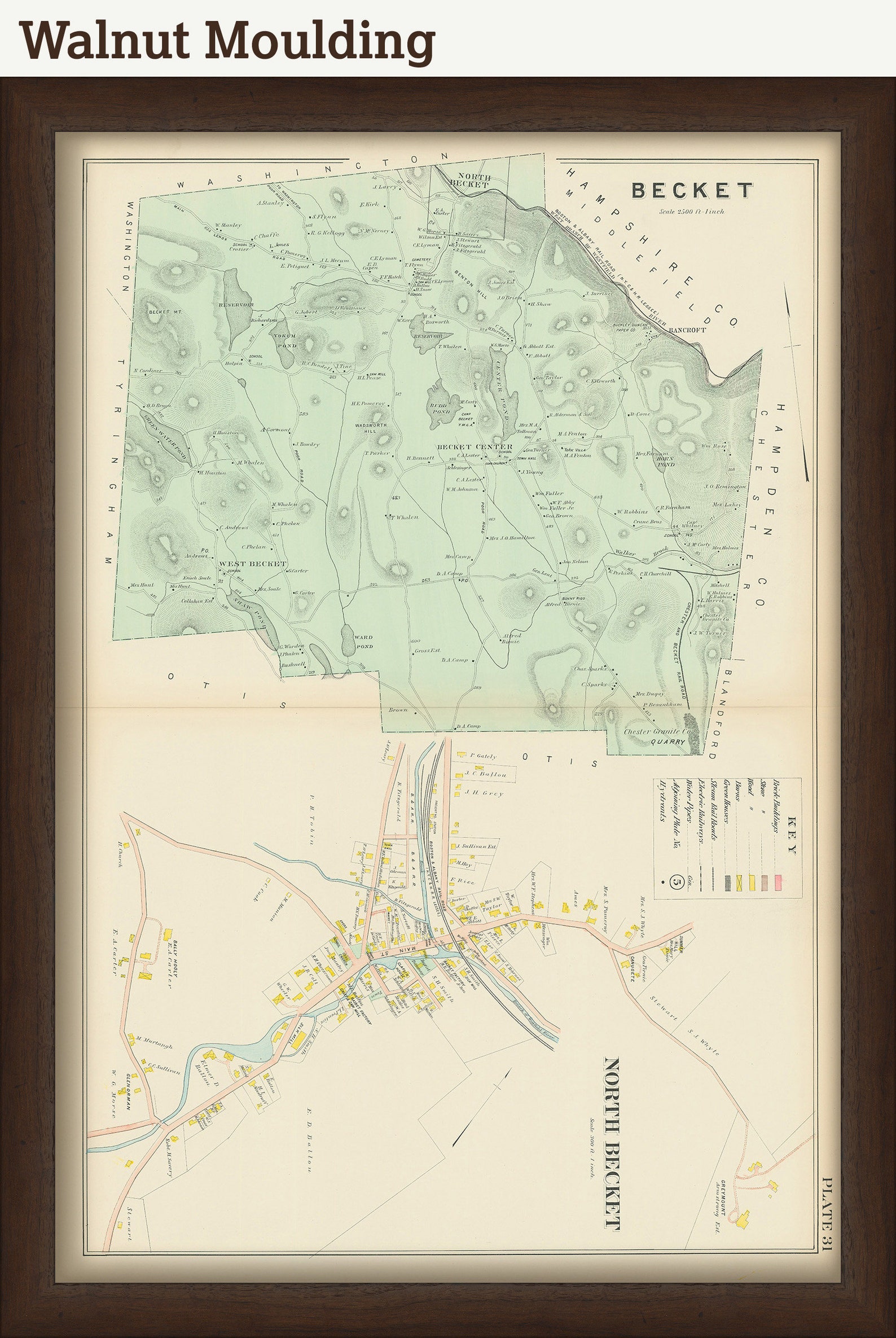 BECKET Massachusetts 1904 Map Replica or Genuine ORIGINAL - Etsy
