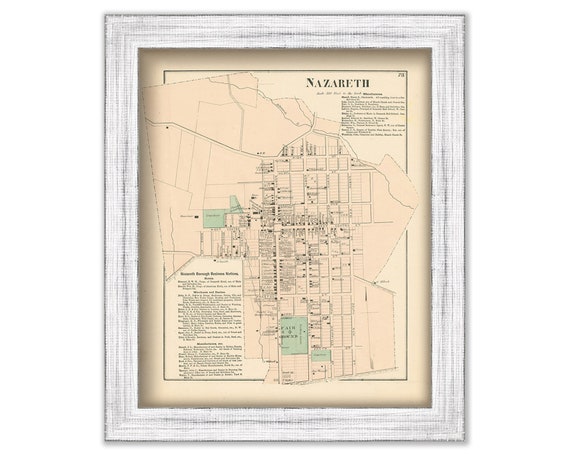 NAZARETH Pennsylvania 1872 Map Replica or Genuine Original - Etsy