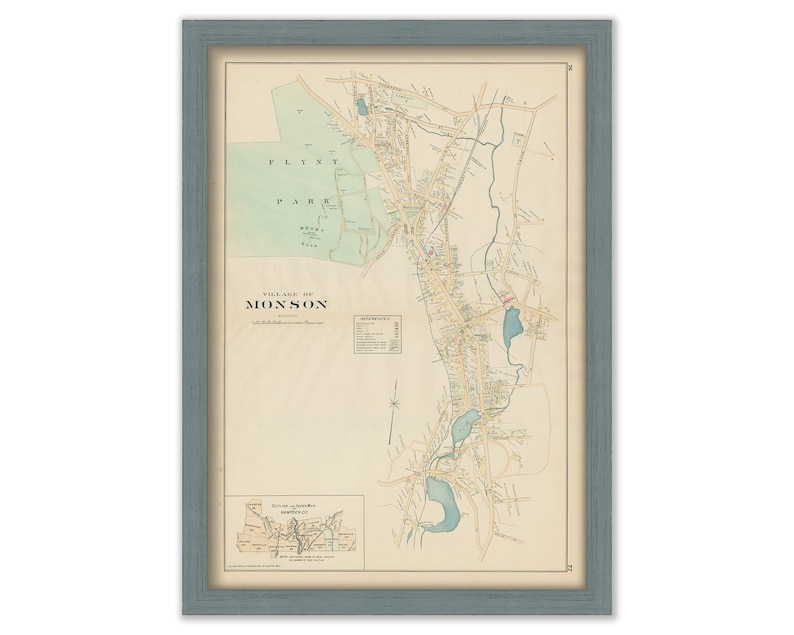 MONSON VILLAGE, Massachusetts 1894 Map - Replica or Genuine ORIGINAL - Etsy
