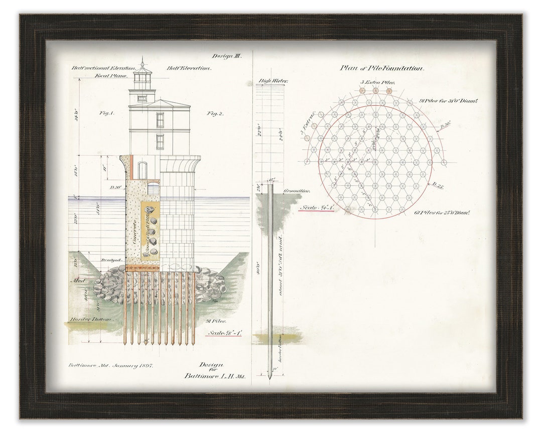 BALTIMORE HARBOR LIGHTHOUSE, Baltimore, Maryland - Drawing and Plan of ...