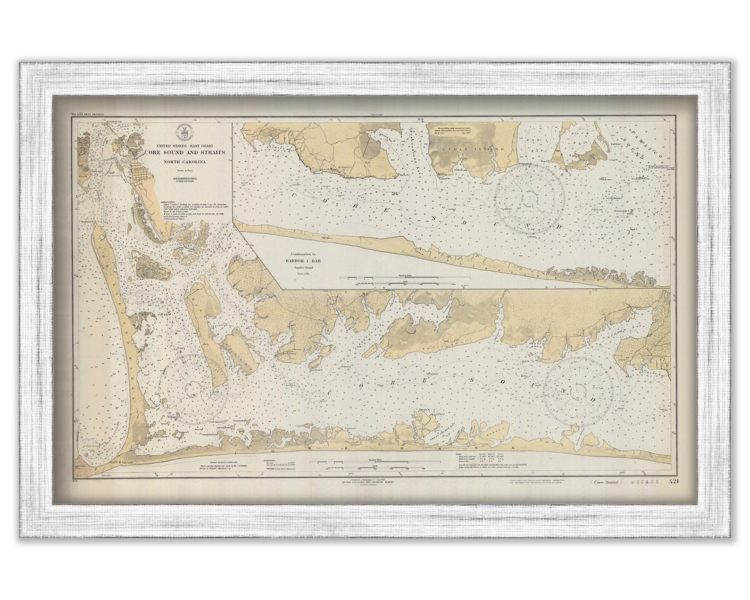 CORE SOUND, North Carolina - 1931 Nautical Chart - Etsy