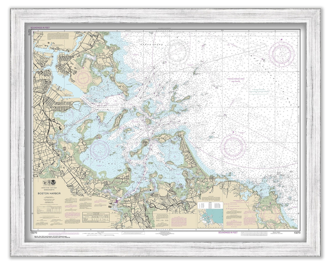 BOSTON HARBOR, Massachusetts - Nautical Chart 2018 - Etsy