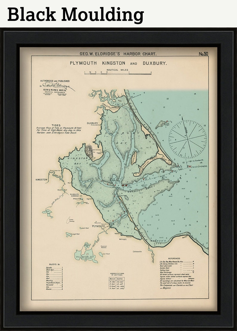 Plymouth Kingston and Duxbury 1901 Nautical Chart by Geo. - Etsy