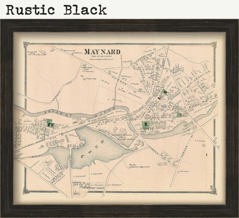 MAYNARD Village Massachusetts 1875 Map - Etsy