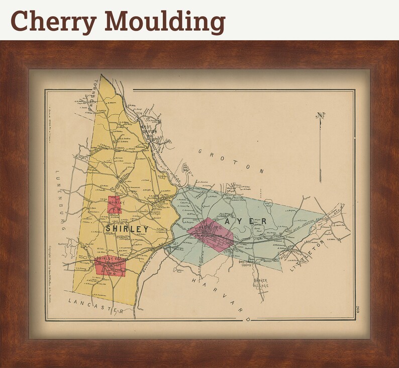 SHIRLEY and AYER Massachusetts 1889 Map Replica or Genuine - Etsy