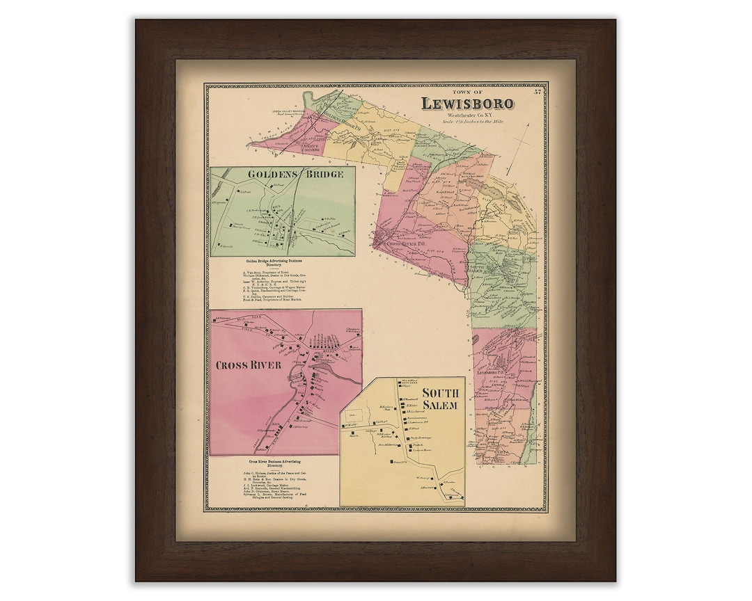 Town of LEWISBORO, New York 1868 Map - Etsy