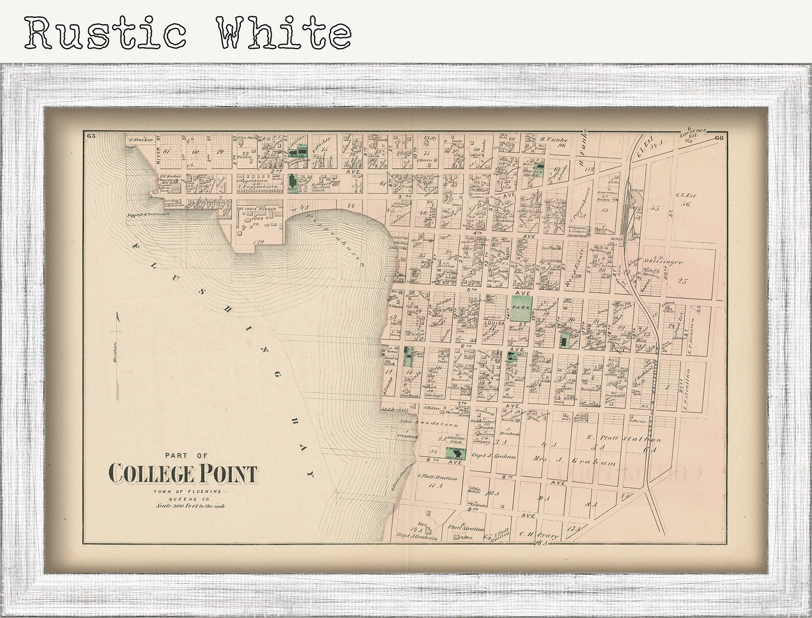 College Point Flushing New York 1873 Map Replica and - Etsy